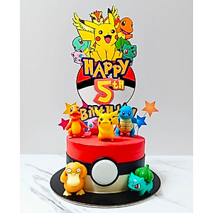 Custom Anime Cartoon Birthday Cake Topper Poke Birthday Party Decorations