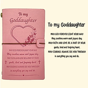 MALLAbyLAMMA To My Goddaughter Journal, Goddaughter Wallet Card, Goddaughter Keychain Gift Set, 140 Page Refillable Notebook, Suitable for Birthday, Graduation, Christmas