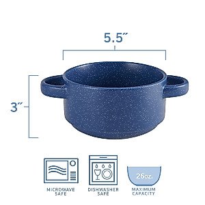 Pfaltzgraff Double Handled Bowls, Set Of 6, 26-Ounce, Multicolor