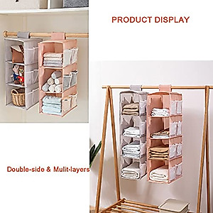 Hanging Closet Organizer Bag Fabric Closet Storage Bag Double-Sided Suitable for Storing Bras Panties Socks Towel ect