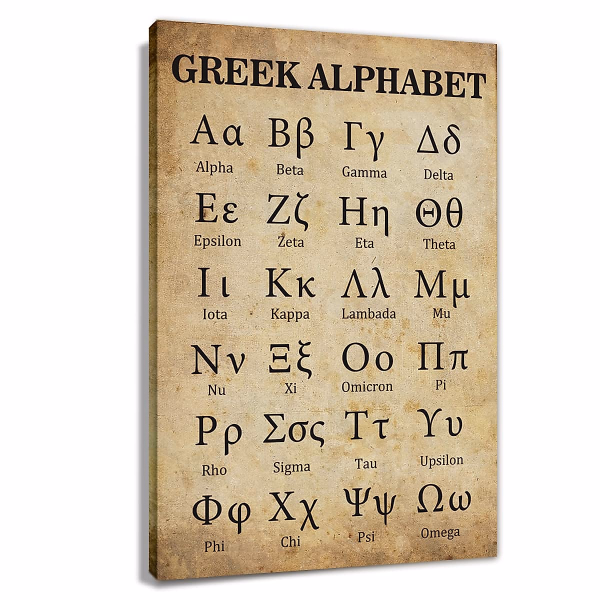 Greek Alphabet Wall Art Canvas Prints Retro Posters for Classroom Learning Painting Modern Ancient Letters Decor for Bedroom Unframed Size 12x18inch(30x45cm)
