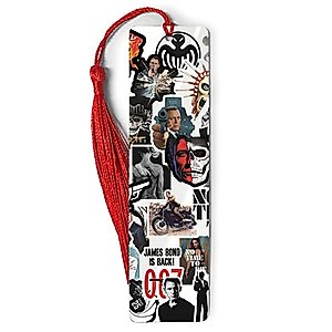 Bookmarks Metal Ruler James Bookography Bond Measure Collage Tassels Bookworm for Markers Reading Bookmark Gift Christmas Ornament Bibliophile Book