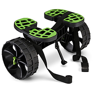 Ulticor Kayak Cart, Puncture-Free Wheels Assembles and Disassembles Within Seconds – Easy to Store – No Tools Required – All-Terrain Durable Kayak and Canoe Cart with Adjustable Straps (Green - Black)