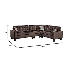 Homelegance Lantana 84" x 107" Fabric Sectional Sofa, Brown
