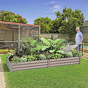 BIRASIL Outdoor Galvanized Raised Beds, Steel Garden Boxes for Flower Vegetables, Metal Planter Box for Gardening Backyard Patio (8x2x1FT, Gray)