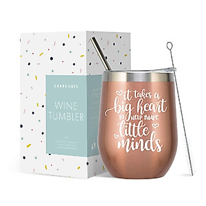 CARAKNOTS Teacher Appreciation Gifts for Women Teacher Gifts Teacher Tumbler Teacher Coffee Mug 13 OZ Set of 2 Teacher gifts in Bulk Teacher Wine Tumbler 12 OZ