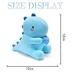 altoance Dinosaur Plush Pillow, Cute Heart-Shaped Plush Dinosaur, Plush Animal Plush Toys, Birthday Gifts for Girls and Boys (blue/12in)