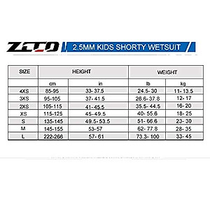 2.5mm Kids shorty Wetsuit, Boys and Girls Full Body Thermal neoprene Swimsuit, Back Zip Wet suit for Scuba Diving, Swimming, Surfing