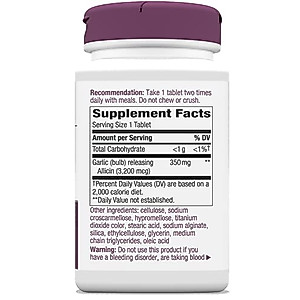 Nature's Way Garlicin Cardio SmartRelease Garlic, Healthy Circulation Support*, 180 Vegan Tablets