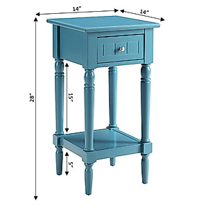 Convenience Concepts French Country Khloe 1 Drawer Accent Table with Shelf, Blue
