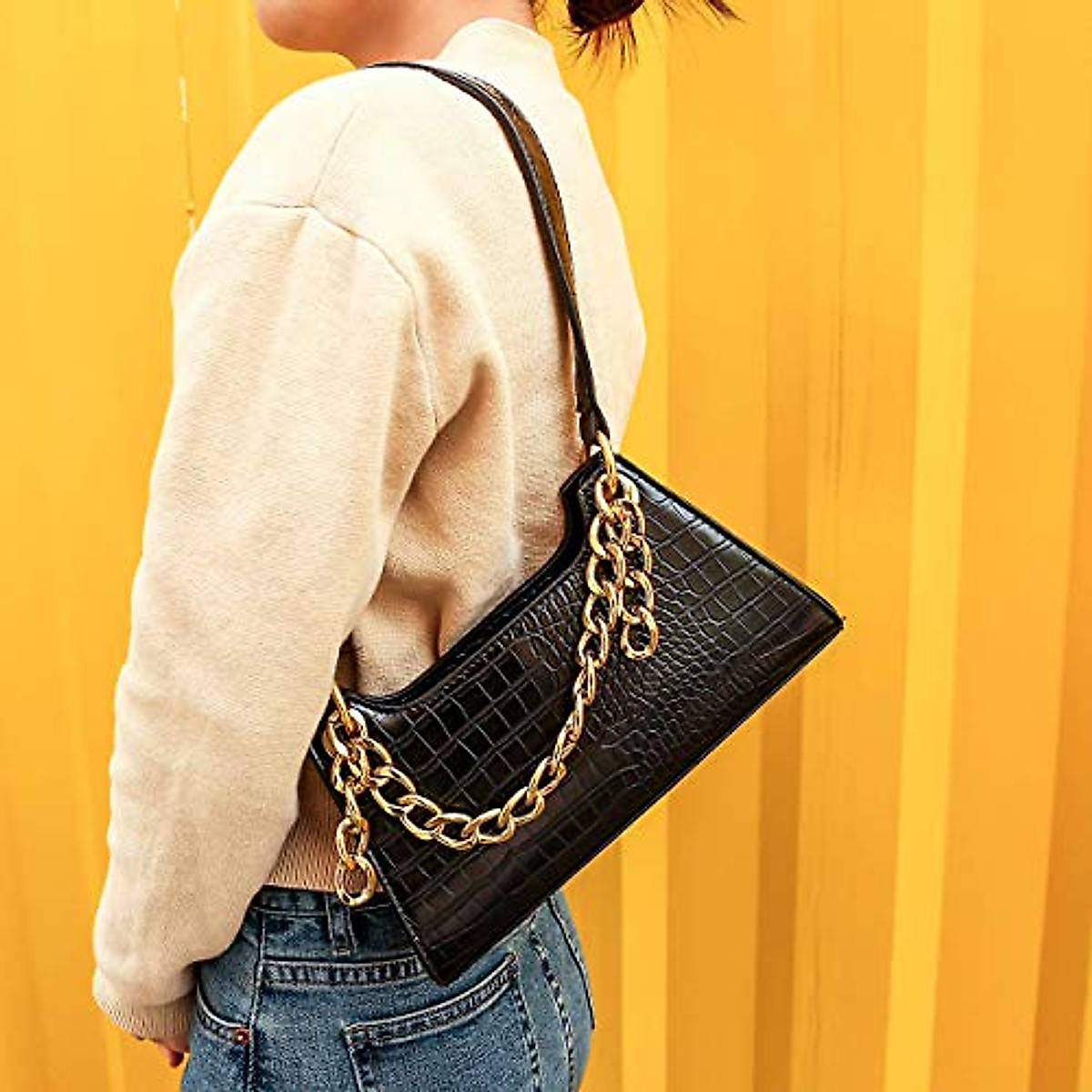 GOPHRALOVE Small Purses for Women Shoulder Purse and Handbag with Magnet Closure for Women's Day Gift (Black)