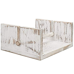 MyGift Whitewashed Wood Square Flat Napkin Holder with Weighted Arm, Farmhouse Dining Table Napkin Holder