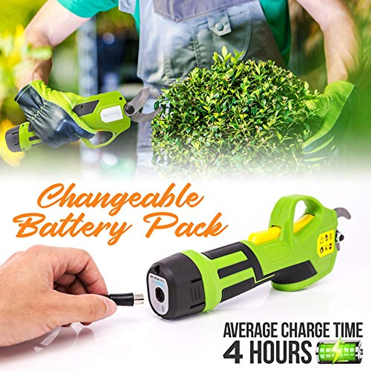 SereneLife Metal 7.2V Lithium-ion Rechargeable Battery Powered Electric Pruning Shears Garden Trimmer-Cordless Branch Cutter Pole Pruner w/Telescopic Handle PSPR190