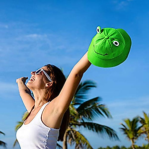 2 Pieces Frog Bucket Hat Cute Fisherman Hat Frog Bucket Sun Protection Cap Wide Brim Fisherman Hat (Green, 21.5-23 Inch/ 55-58 cm)