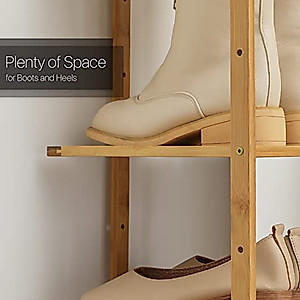 MoNiBloom 8 Tier Shoe Rack, Bamboo Narrow Vertical Single Pairs Shoe Storage Space Saving Tall Shoe Organizer for Small Spaces Corner Bedroom Entryway Balcony, Natural