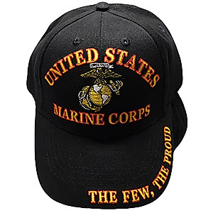 United States Marine Corps EGA The Few, The Proud Black Cotton Adjustable Embroidered Baseball Cap Hat - Officially Licensed