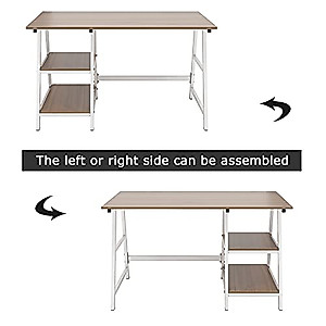 SogesHome Computer Desk 47inches Trestle Desk PC Desk with Shelf Office Desk Workstation for Home Office Use Writing Table, Oak, Tplus-120OK-SH