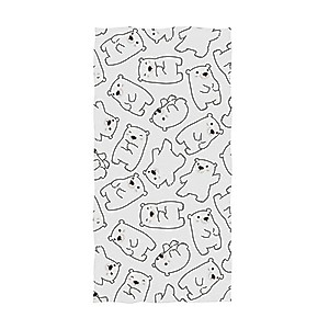 Naanle Cute Cartoon Polar Bears Print Soft Highly Absorbent Large Decorative Hand Towels Multipurpose for Bathroom, Hotel, Gym and Spa (16 x 30 Inches,White)