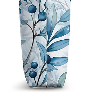 Floral Christmas Nature Decor For Women Blue Holly Berry Tote Bag