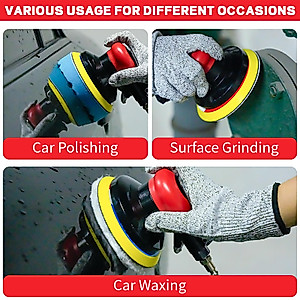 5" Air Random Orbital Sander Pneumatic Palm Sander Da Sander With 10 Pcs Sandpapers 3Pcs Polishing Pads Buffing Pads Kit for Sanding, Finishing, Polishing Wood Auto Body Work (Sanders)