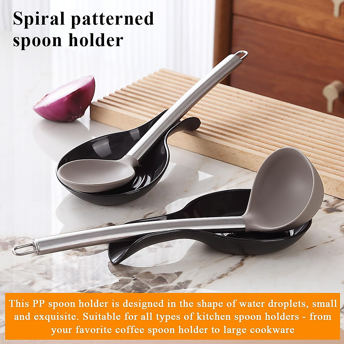 Kyraton Spoon Rest 4 Pack, Plastic Spoon Holder For Kitchen Counter, Kitchen Utensil Rack For Spoons, Tongs, Spatulas, Spoon Rack For Hob, Dishwasher Safe