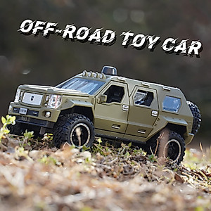 ORALEAF Die Cast Metal Toy Cars, 1/24 Scale Off-Road Car Toy Model with Sound and Light, Gifts for 3 Year Old Boys and up