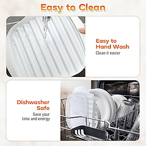 Feekoon 2 Pcs Microwave Bacon Cooker with Cover, Microwave Bacon Tray with Lid, No More Splattering, Keeps Microwave Clean, Microwave Bacon Maker, Drain Tray Design Less Fat, Dishwasher Safe(White)