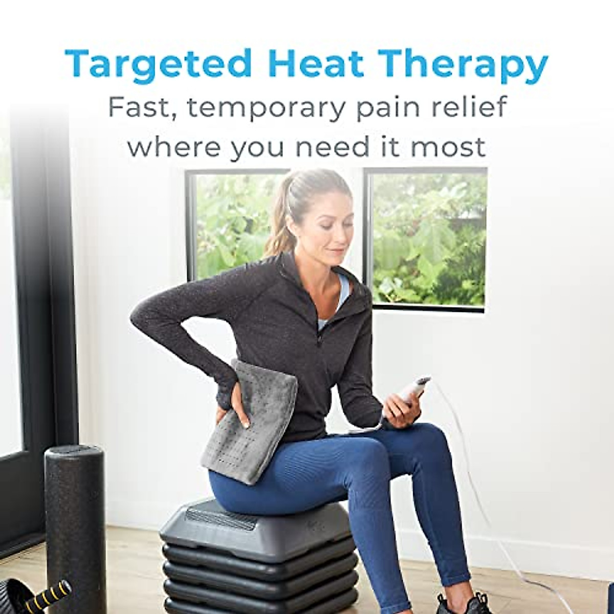 Pure Enrichment® PureRelief™ XL Heating Pad - LCD Controller with 6 InstaHeat Settings for Cramps, Back, Neck, & Shoulder Pain Relief, Moist Heat Option, Machine Washable, 12" x 24" Storage Bag (Gray)