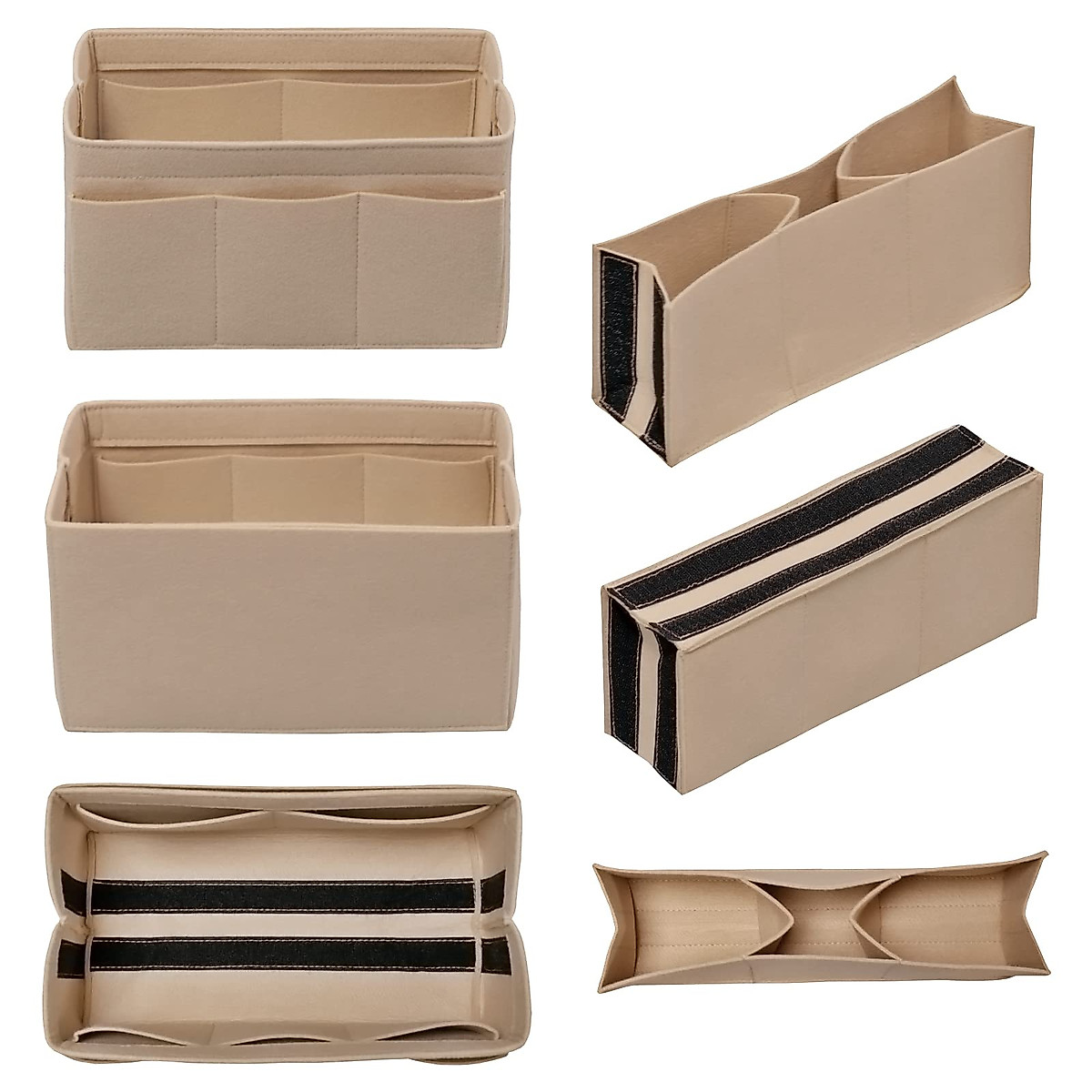 DailyPlus Purse Organizer Insert - Felt Bag Organizer for Tote Purse Bag with 14 Pockets - Beige Medium