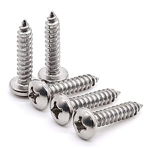 Glvaner #14 x 1/2" (50 pcs) Pan Head Self Tapping Screws, 18/8 Stainless Steel 304, Phillips Pan Head Sheet Metal Screws, Pan Head Wood Screws, No.6.3mm Thread Size