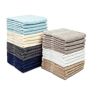 COTTON CRAFT Simplicity Washcloth Set -28 Pack 12x12-100% Cotton Face Body Baby Washcloths - Quick Dry Lightweight Absorbent Soft Everyday Luxury Hotel Spa Gym Pool Camp Travel Dorm Easy Care - Multi