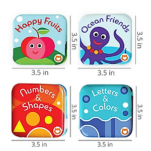 Floating Baby Bath Books Set of 4 - Bath Books for Babies, Infants - Waterproof, Mold-Free Bath Toys for Learning & Early Education (Fruit, Ocean, ABC, Numbers Books)