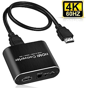 avedio links 4K@60Hz HDMI Audio Extractor, HDMI to HDMI + Optical Toslink SPDIF + 3.5mm AUX Stereo Audio Out, HDMI Audio Converter Adapter Splitter Support HDCP1.4 Full HD 1080P 3D
