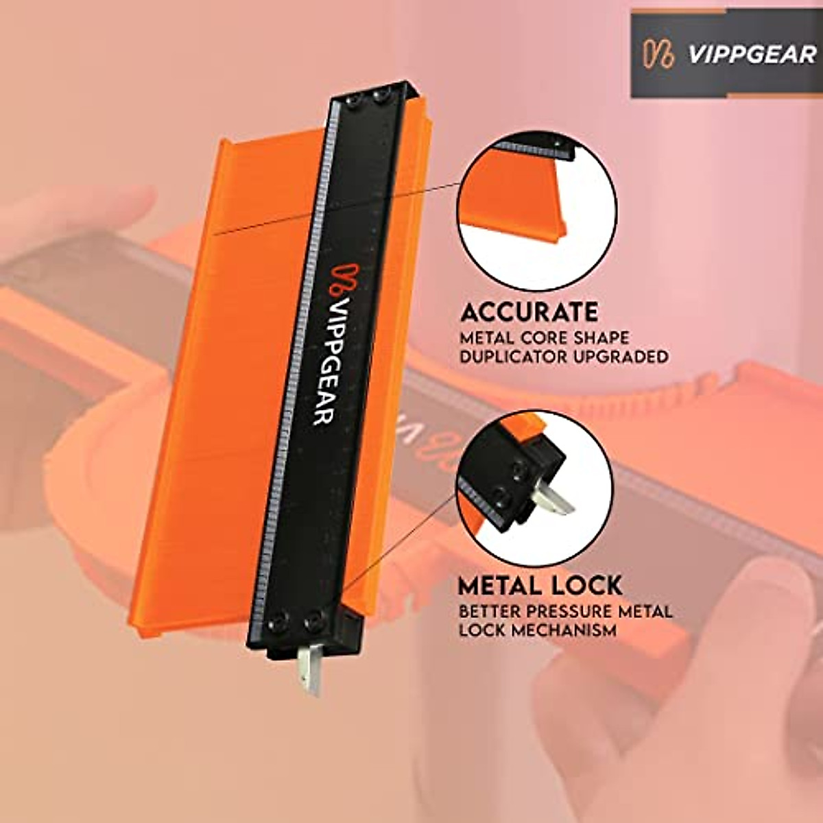 Contour Gauge with Lock(10 Inch Lock)-Adjustable tightening Screw-Contour Gauge Duplicator for Irregular Welding or Woodworking-Super Gauge Shape and Outline Tool-Contour gauge Profile Tool