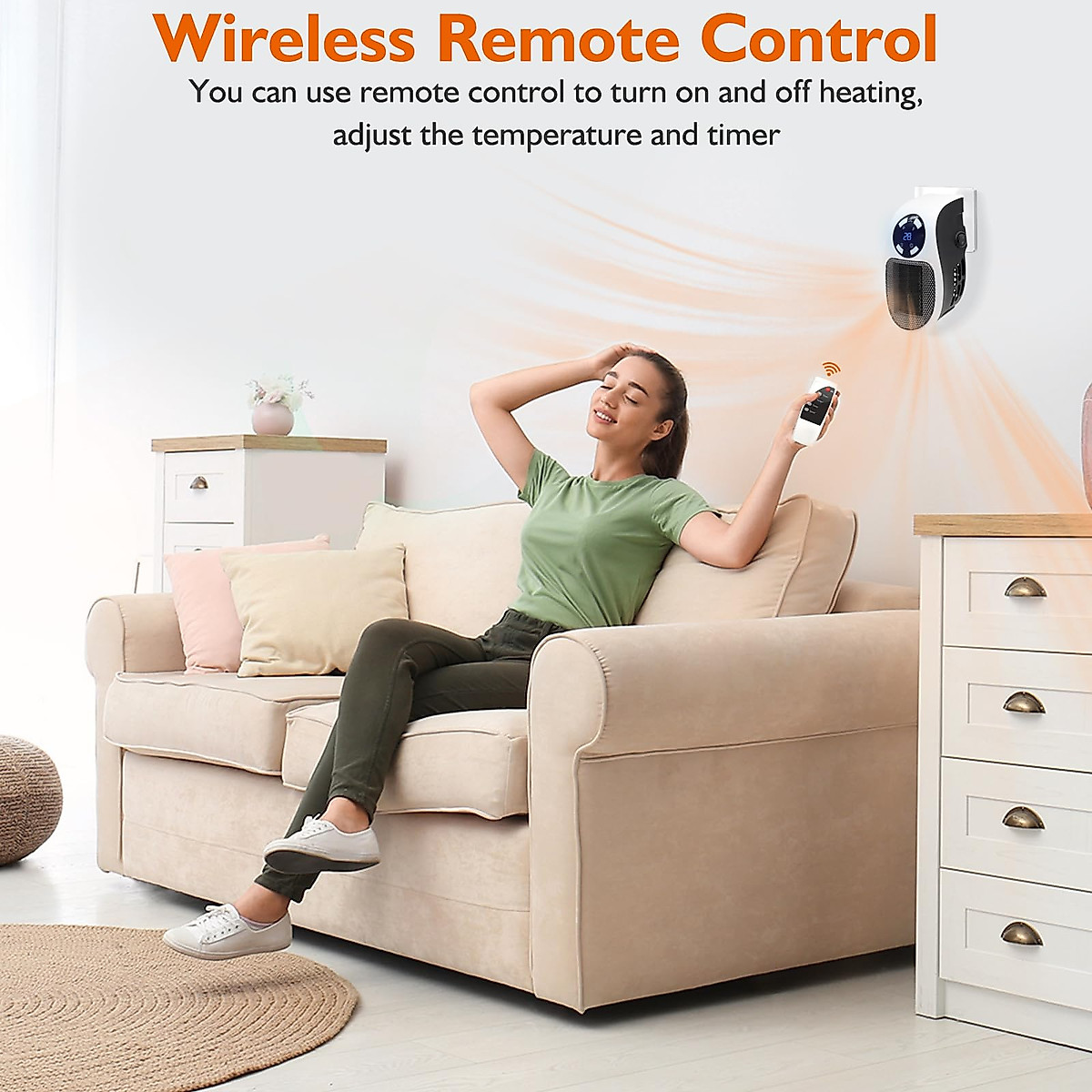 Top Heat Plug in Heater for Indoor, Upgrade 500W Mini Space Heater as Seen on TV, Wall Outlet Quiet Space Heater with Adjustable Thermostat & Timer & Led Display for Office Bathroom Bedroom