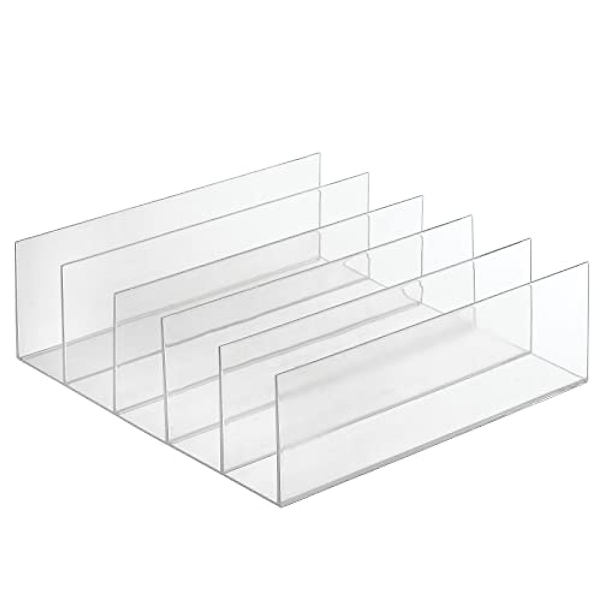 mDesign Plastic Purse Organizer for Bedroom Closet, Shelf Storage - Holds Woman's Purse, Hanging Bag, Zipper Handbag, Tote, Perfect for Space Saving - 5 Sections - Lumiere Collection - Clear