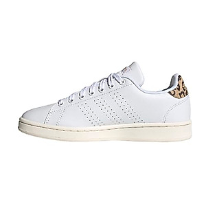 adidas Women's Advantage Sneaker, White/White/Gold Metallic, 8