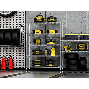 5 Tier NSF Metal Shelf Wire Shelving Unit, 7500lbs Capacity Heavy Duty Adjustable Storage Rack with Wheels & Shelf Liners for Commercial Grade Utility Steel Storage Rack , 82"H x 60"L x 24"D - Chrome