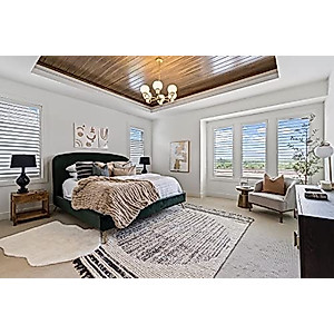 Hauteloom Angus Contemporary Bedroom Living Room Farmhouse Area Rug - Art Deco Boho Carpet - Mid Century Round Southwestern - Native American - Black, Grey, Off White, Beige - 5' x 7'