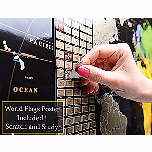 Scratch Off map 16x24 Black Gold Detailed USA States Deluxe Tracker Pin World Map MyMap Travel map Wall Poster Push pin map Includes Pins Tube Poster Map to Scratch Wall Décor Birthday Gift IDea…