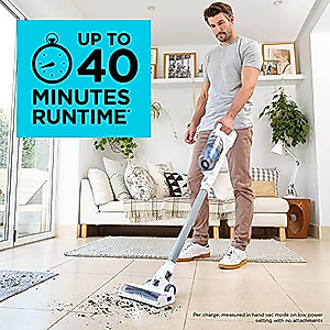 BLACK+DECKER POWERSERIES+ 16V MAX Cordless Stick Vacuum with LED Floor Lights, Lightweight, Multi-Surface, White (BHFEA420J)