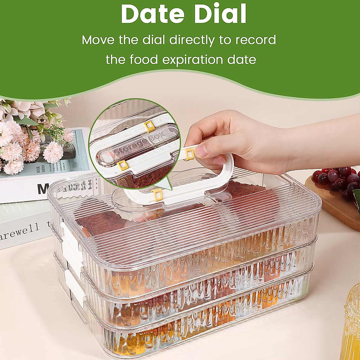mwellewm Deli Meat Container for Fridge Cold Cut Storage Organizer for Refrigerator Lunch Meat Cheese Bacon Airtight Keeper with Lid Handle