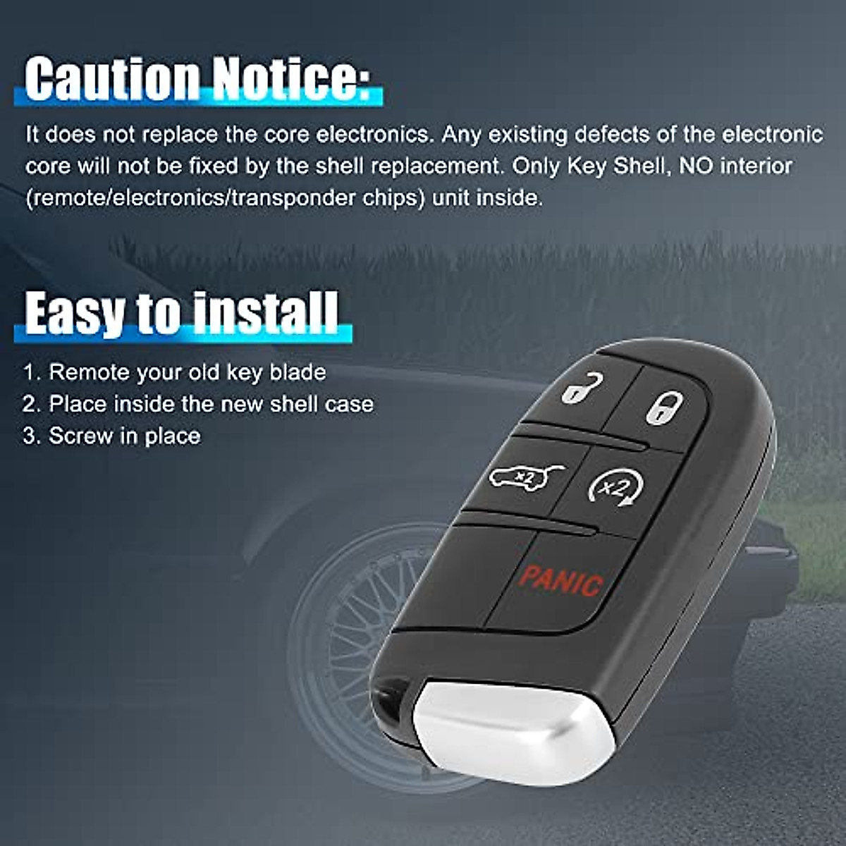 X AUTOHAUX New Car Replacement Key Fob Shell Case Black M3N-40821302 for Jeep Grand Cherokee 2014-2020 Compass 2017 Renegade 2016-2018