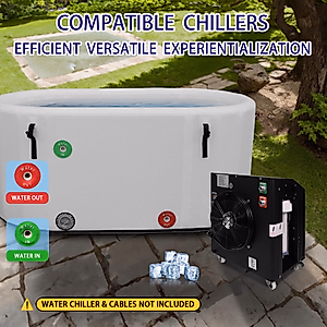 PLUNGE MAGIC Ultimate Cold Plunge Tub Inflatable Ice Bath Tub With Cover for Athletes Portable & XXL Size, Water Chiller Compatible (White-Elongated)