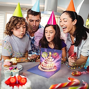 OLOSONG 3D Pop-Up Birthday Card with Music and Fireworks, Lavender, Unisex-Adults