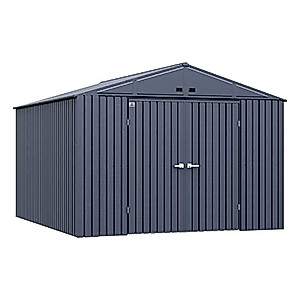 Arrow Shed Elite 10' x 12' Outdoor Lockable Gable Roof Steel Storage Shed Building, Anthracite