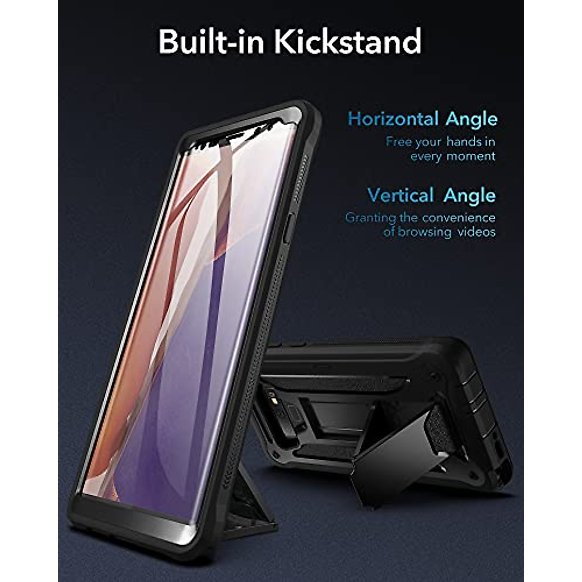 YOUMAKER Kickstand Case for Galaxy Note 9, Full Body with Built-in Screen Protector Heavy Duty Protection Shockproof Rugged Cover for Samsung Galaxy Note 9 6.4 Inch - Black