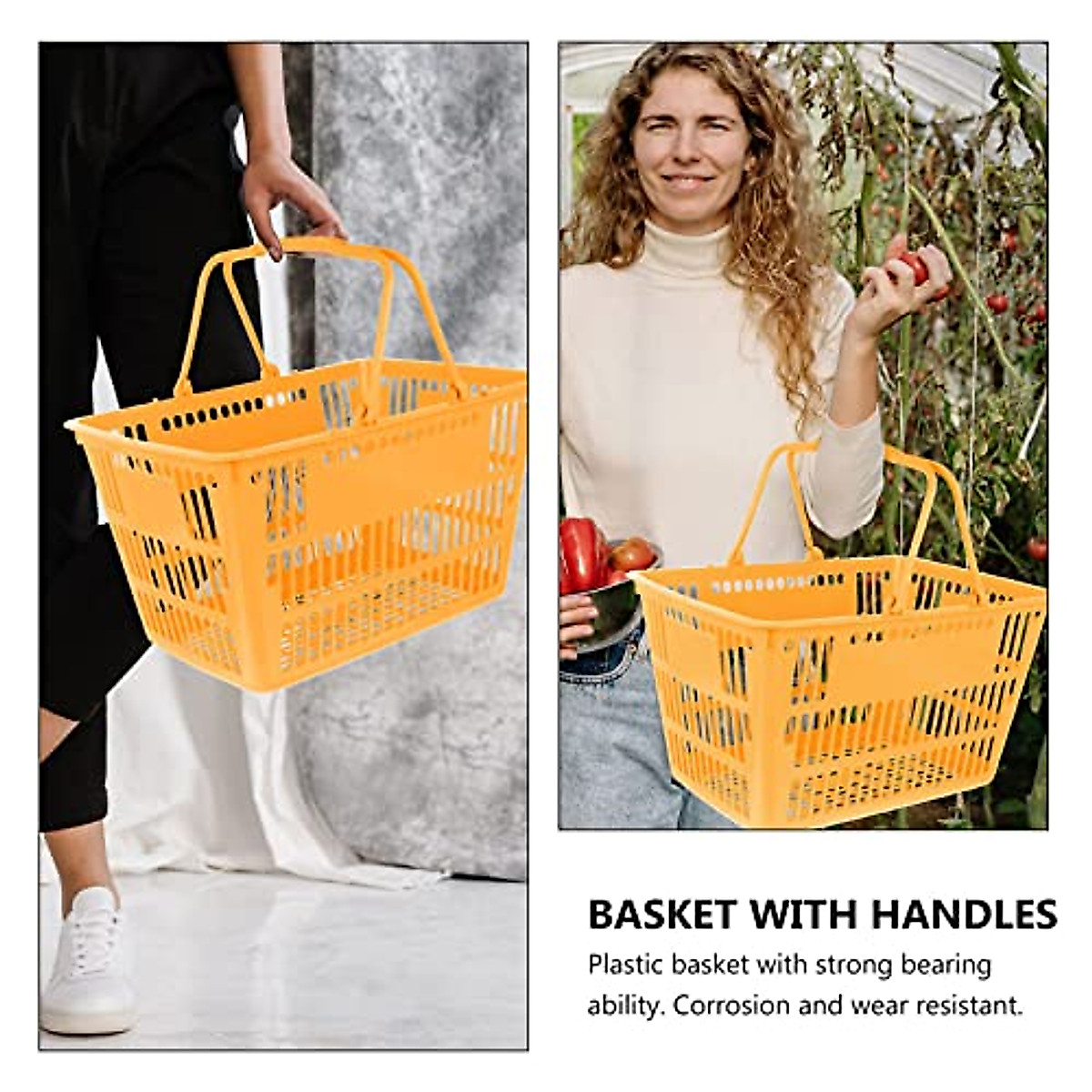 POPETPOP Plastic Shopping Basket with Handle- 16L Portable Handheld Storage Basket Used for Supermarket, Retail, Bookstore