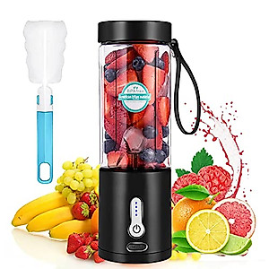 Portable Blender for Shakes and Smoothies, Upgraded 18Oz Portable Blenders with 6 Blades and Type-C Rechargeable, Fruit Veggie Juicer Electric Mini Portable Mixer Cup for Travel Sports Kitchen (Black)