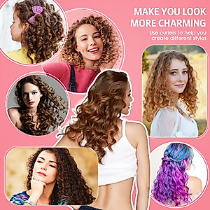 Tigeen 84 Pieces Flexible Curling Rods Twist Foam Hair Rollers Soft Foam Bendy Hair Rollers No Heat with Rat Tail Comb Edge Brush for Short Medium Long, 7 Sizes(Purple)